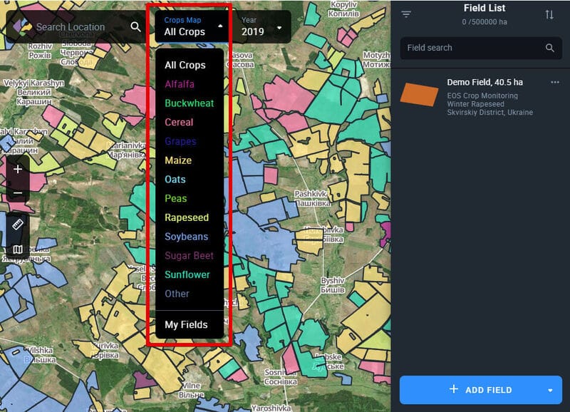 Work With Crop Map - Guide | EARTH OBSERVING SYSTEM
